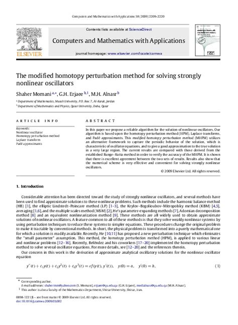 Pdf Modified Homotopy Perturbation Method For Solving Non Linear