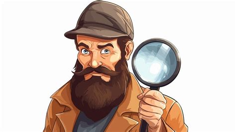 Cartoon Man With Search Magnifying Glass Vector Illustration Premium
