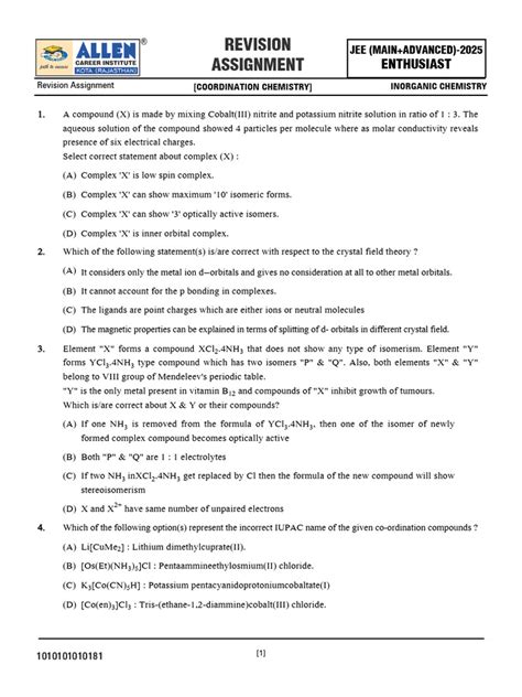 Iocrevassenthusiastcoordination Chemistrysc04 12 2024 Pdf Coordination Complex