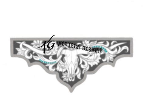 Leather Tooling Western Longhorn Cow Skull Vines Tracing Corner Design