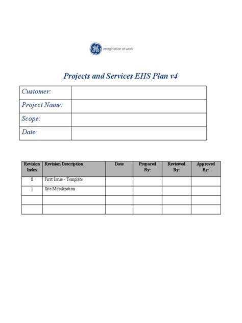 Ehs Plan For Projects And Services Pdf Occupational Safety And