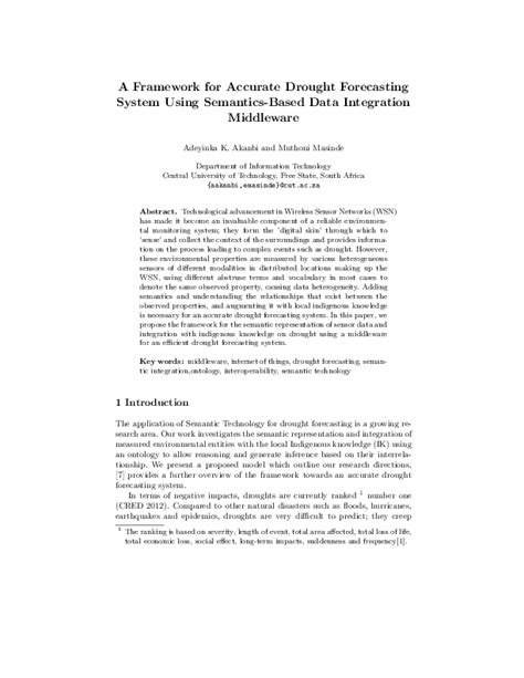 pdf a framework for accurate drought forecasting system using