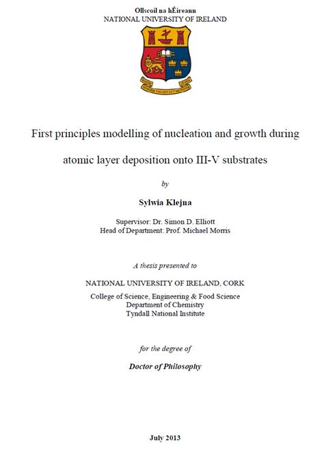 First Principles Modelling Of Nucleation And Growth During Atomic Layer