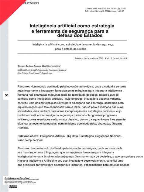 Inteligência Artificial Como Estratégia E Ferramenta De Segurança Para