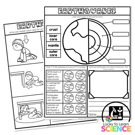 Lucky To Learn Science Earthquakes One Pager Lucky Little Learners