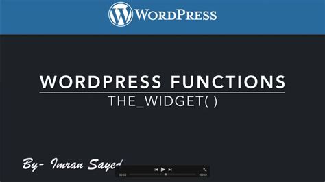 Wordpress Function How To Display Widget In Your Theme The Widget Function Youtube