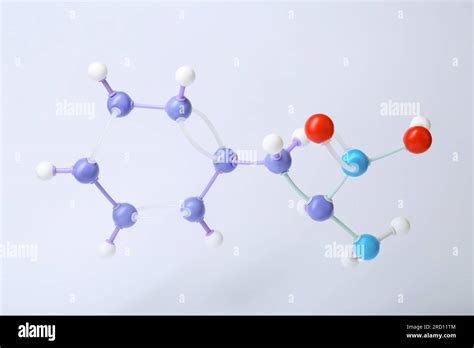 Molecule Of Phenylalanine On White Background Chemical Model Stock