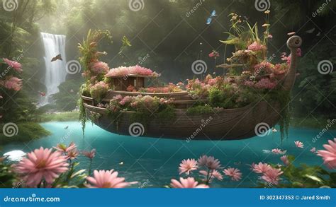 Floating Bur Reed Vintage Illustration 163328838