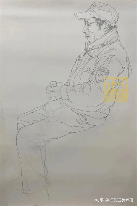 国美考研 线性素描高分示范坐姿侧面写生 知乎