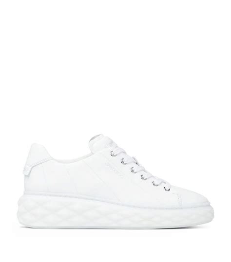 Womens Jimmy Choo White Diamond Light Maxi Leather Sneakers Harrods Uk