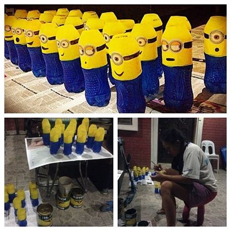 Holloween Theme At Work Minions Made Of Small Coca Cola Bottles