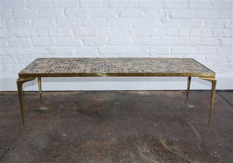 Italian Mosaic Glass Tile And Brass Cocktail Table Circa 1950 Italy At