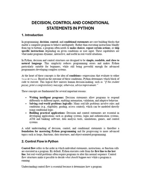 Lecture Note 3 Decision Control And Conditional Statements In Python