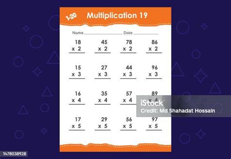 아이들을위한 기본 수학 곱셈 아이들을위한 교육 워크 시트 벡터 디자인 0명에 대한 스톡 벡터 아트 및 기타 이미지 0명