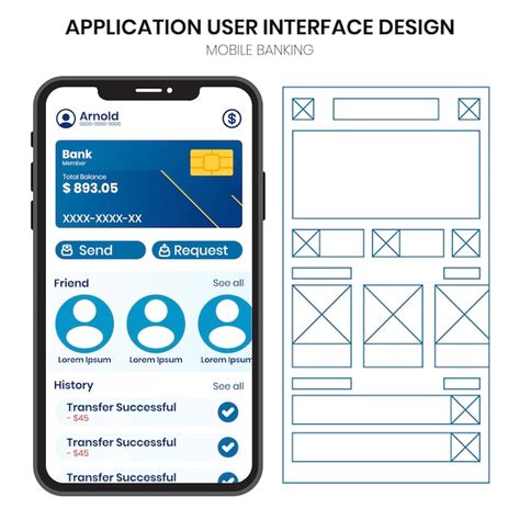 Premium Vector Bank Application Mobile User Interface Design And Wireframe