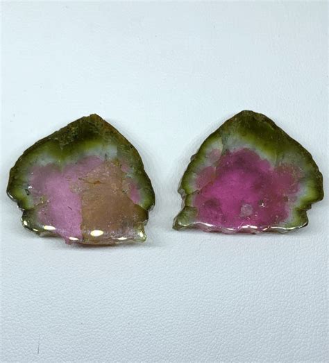 84 00 Carats Natural Tourmaline Slices Pair Gemstone