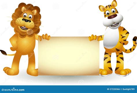 Historieta Divertida Del Tigre Y Del León Stock De Ilustración