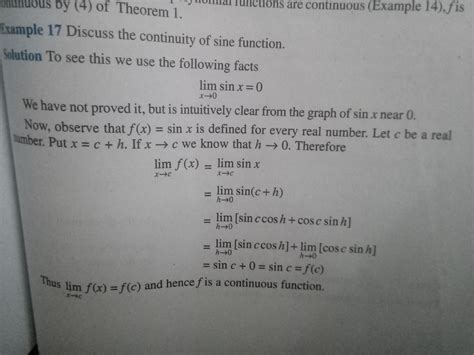Why In Proving The Continuity Of Trigonometric Functions Such As Sine