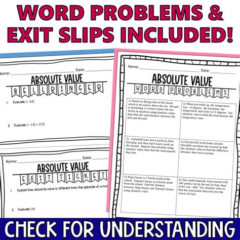 Absolute Value Guided Lesson Notes Skills Practice Absolute Value Worksheets