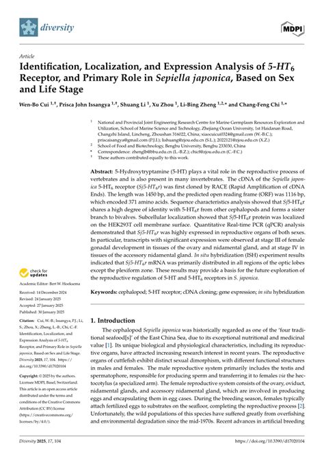 Pdf Identification Localization And Expression Analysis Of 5 Ht6 Receptor And Primary Role