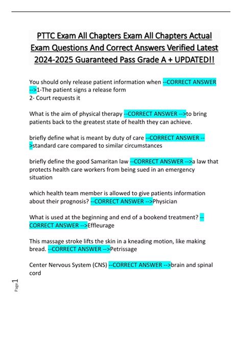 Pttc Exam All Chapters Exam All Chapters Actual Exam Questions And Correct Answers Verified