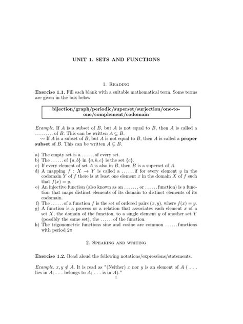 Sets And Functions Exercises Pdf