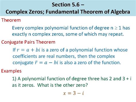 Section Complex Zeros Fundamental Theorem Of