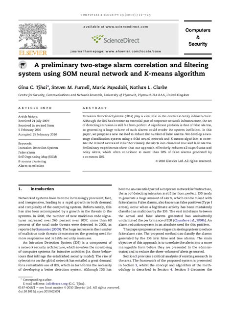 Pdf A Preliminary Two Stage Alarm Correlation And Filtering System Using Som Neural Network