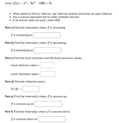 solved given f x x3 3x2 189x 6 when asked to find an