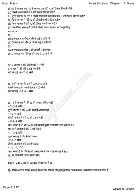 एनसीईआरटी समाधान कक्षा 8 गणित अध्याय 15 आलेखों से परिचय प्रश्न उत्तर