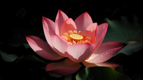 어둠 속에서 큰 잎을 가진 분홍색 연꽃 연꽃 그림 배경 일러스트 및 사진 무료 다운로드 Pngtree