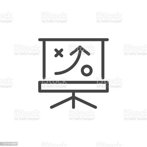 얇은 아이콘 계획 전략 및 전술 또는 교육 격리 된 플립 차트 및 계획과 같은 선 기호 흰색 배경 편집 가능한 스트로크에 윤곽선