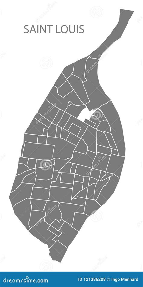 Saint Louis Missouri City Map With Neighborhoods Grey Illustration