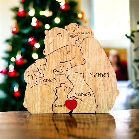 Personalisierte Holzbären Familienpuzzle Etsy de