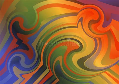 Abstract Blue Green And Orange Gradient Curvature Ripple Lines Background Image Stock Vector