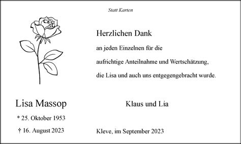 Traueranzeigen Von Lisa Massop Trauer In Nrw De
