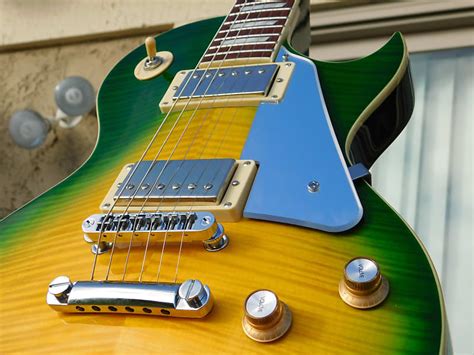 Video Leo Jaymz Lp Single Cut Standard Flamed Greenyellow Reverb