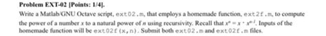 Solved Problem EXT 02 Points 1 4 Write A Matlab GNU Chegg