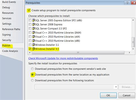 Deployment Visual Studio Does Not Include The Prerequisites That I