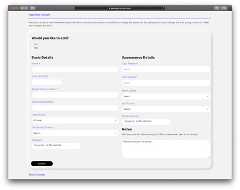 Adding An Adult Female GEARegistry