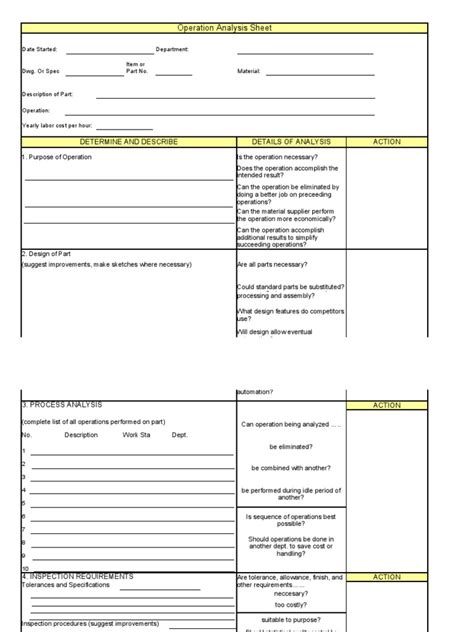 Operation Efficiency Analysis Template Pdf Automation Production