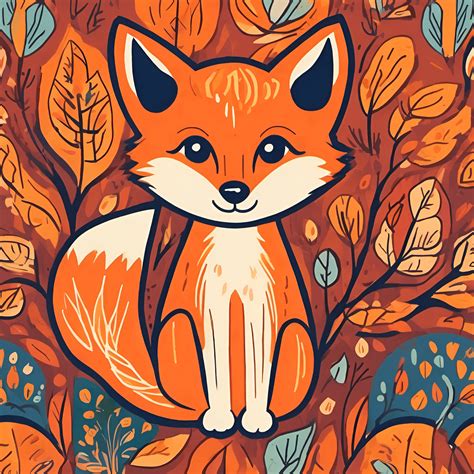 Adorable Fox In Autumn Forest Free Download Ai Scribbles