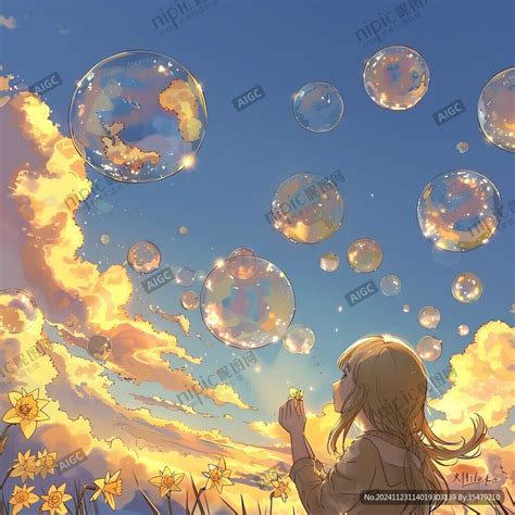 Ai创作图唯美泡泡 飞扬的泡泡 飞舞的泡泡 夏日吹泡泡 治愈系唯美插画 气泡海洋美图 治愈系少女 插图配图壁纸美图 吹泡泡图片 治愈系插 日系风插画 二次元梦幻插画 唯美治愈画面 光晕梦幻插画