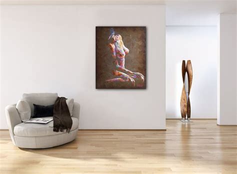 Painting Expectation Naked Woman Figure Oil Painting Viktoria Lapteva