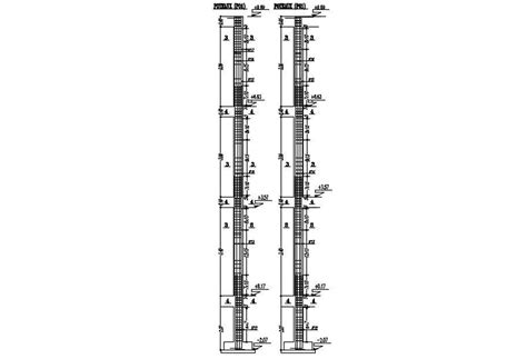Autocad 2d Drawing Of Column Sections With Reinforcement Details Cad File Dwg File
