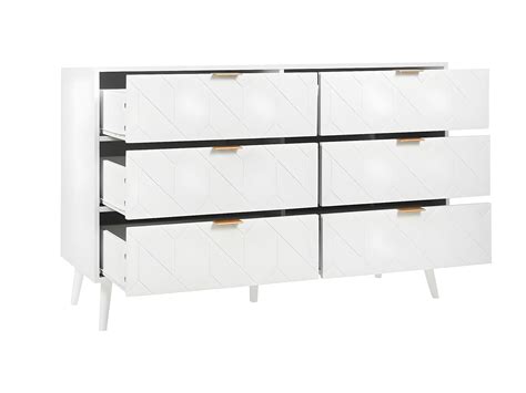 Commode Avec Six Tiroirs Cm Blanc Sweiko