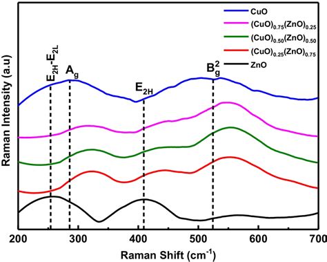 Raman Spectra Of Zno Cuo And Cuo1 Xznox Nanocomposites Download