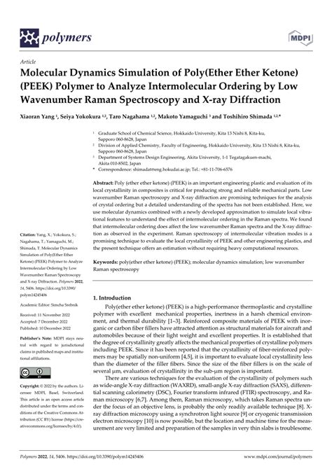 Pdf Molecular Dynamics Simulation Of Polyether Ether Ketone Peek