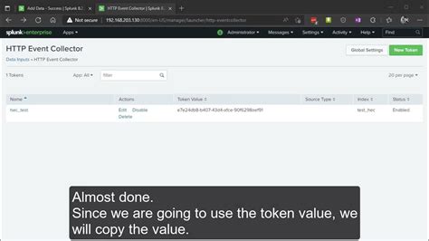 Splunk Data Inputonboarding Log 2 Hec Event Collector Youtube