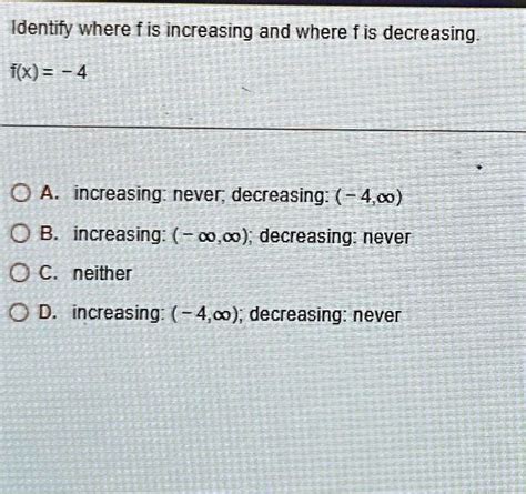 Solved Texts Identify Where F Is Increasing And Where F Is Decreasing